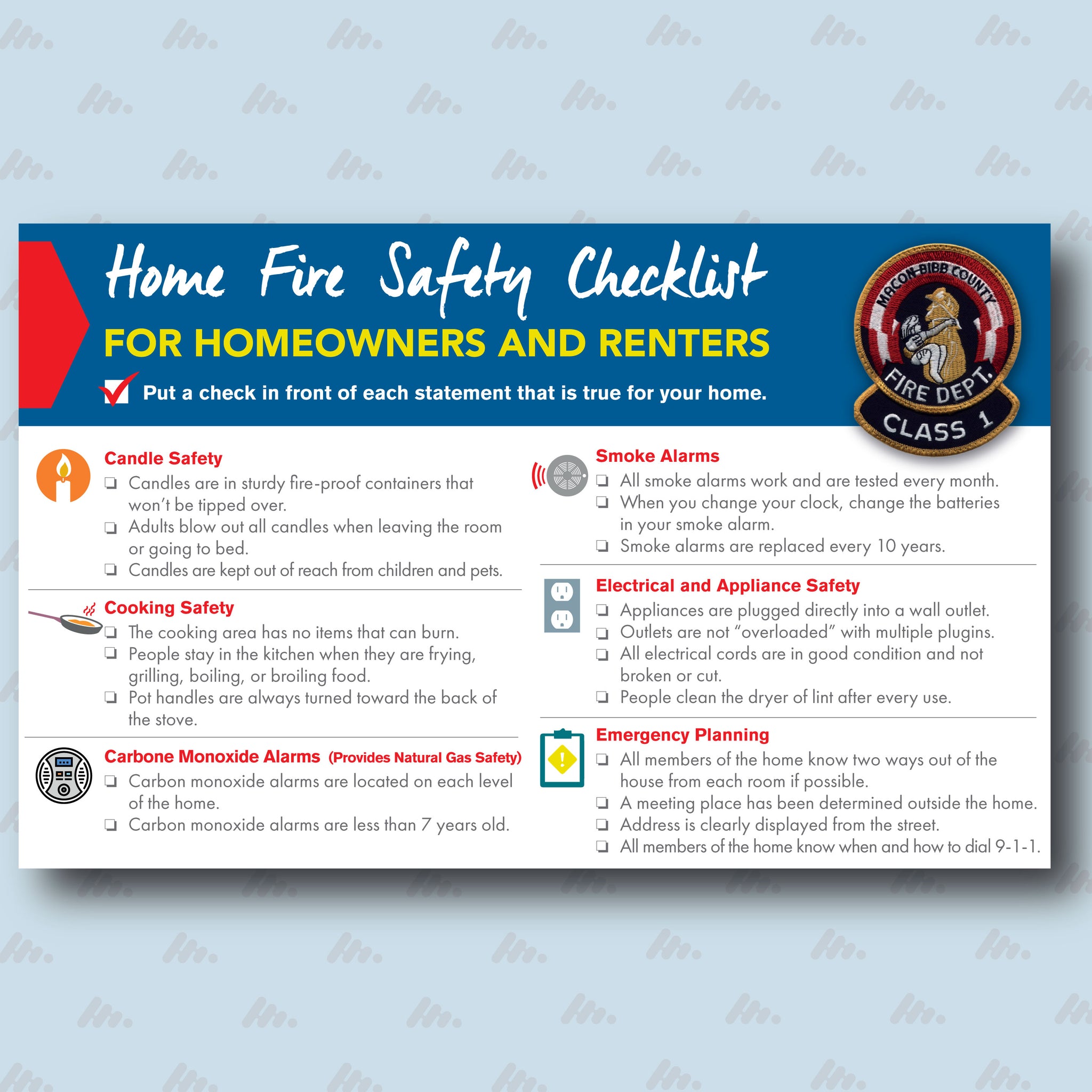 5x8 Home Fire Safety Checklists – All Clear Prints